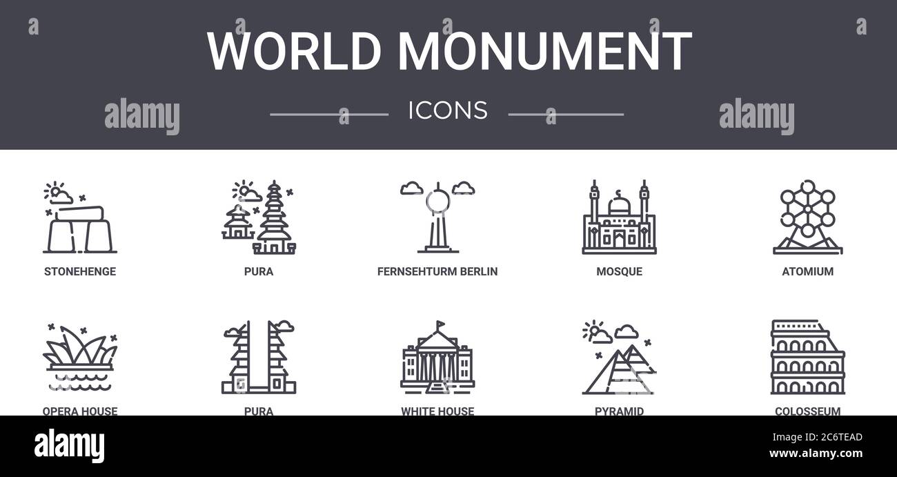 world monument concept line icons set. contains icons usable for web ...