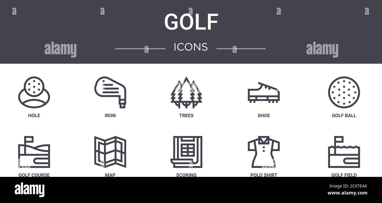 golf concept line icons set. contains icons usable for web, logo, ui/ux ...