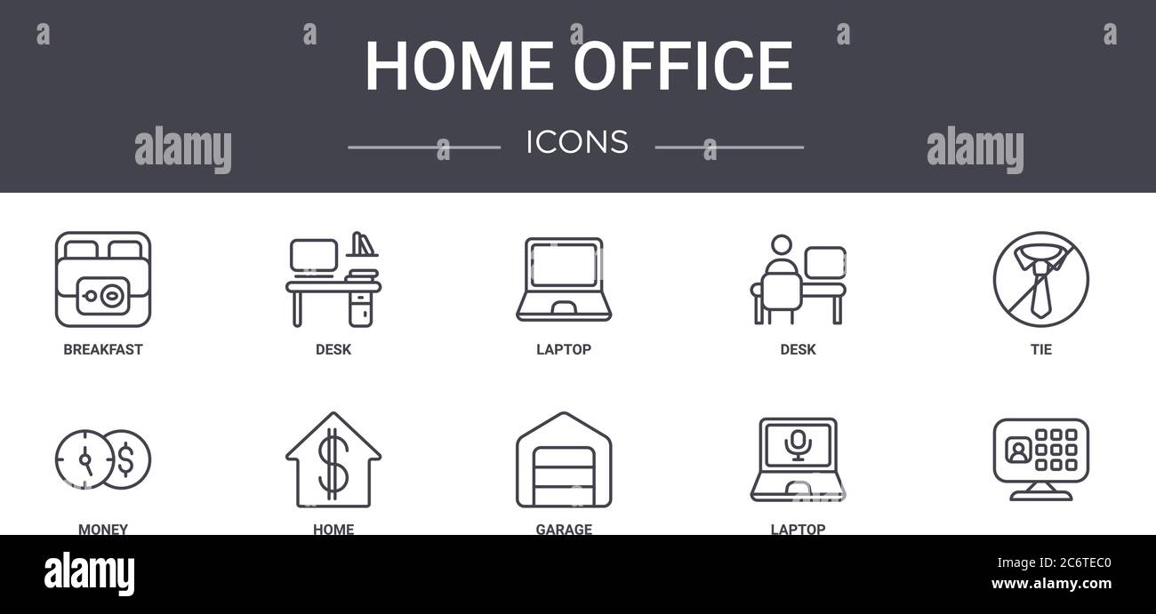 home office concept line icons set. contains icons usable for web, logo ...