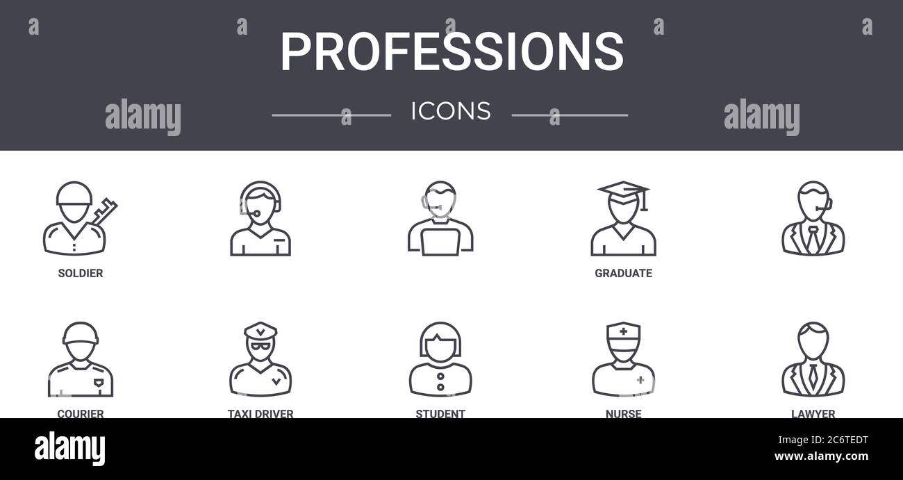 professions concept line icons set. contains icons usable for web, logo ...