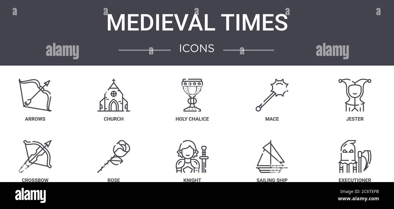 medieval times concept line icons set. contains icons usable for web ...