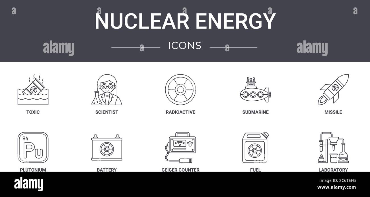 nuclear energy concept line icons set. contains icons usable for web ...