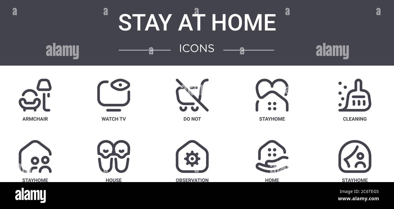 stay at home concept line icons set. contains icons usable for web ...