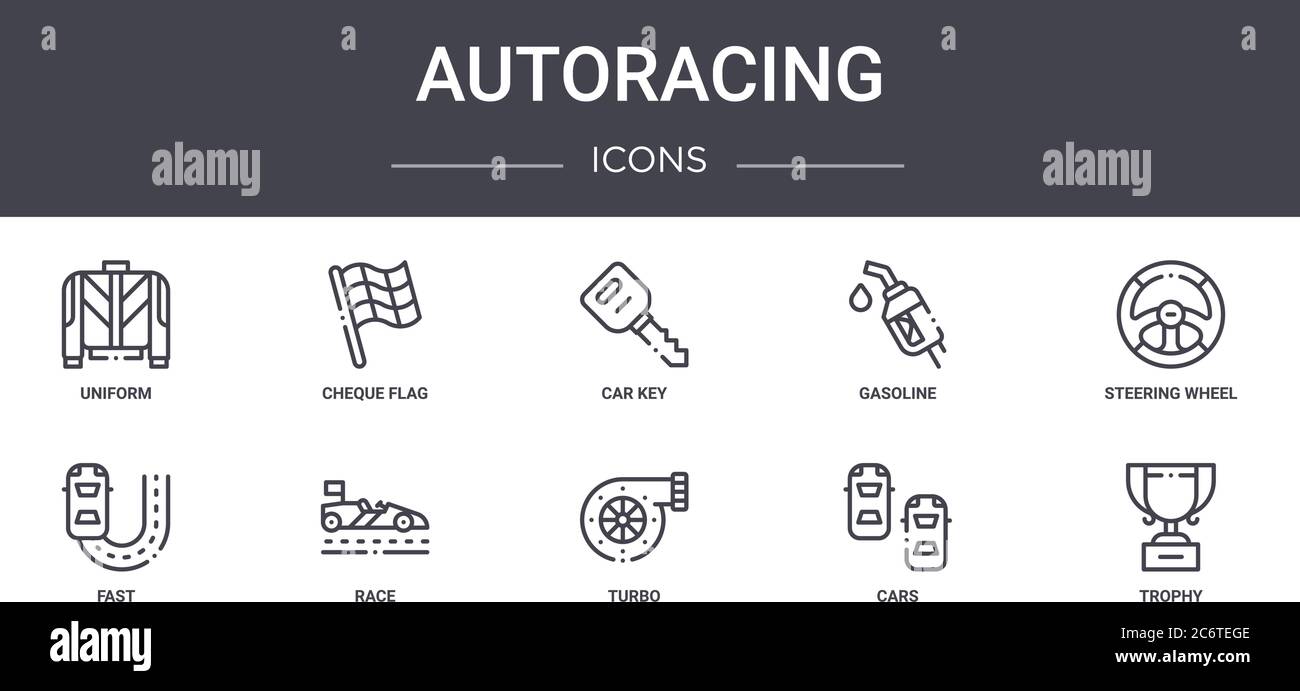 autoracing concept line icons set. contains icons usable for web, logo ...
