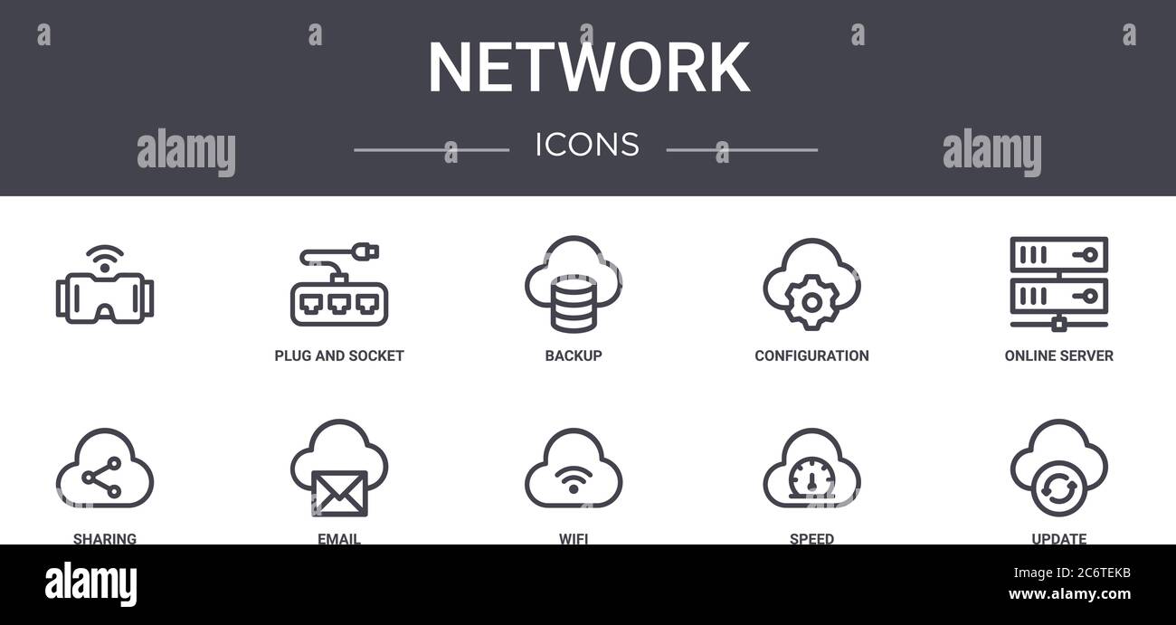network concept line icons set. contains icons usable for web, logo, ui ...