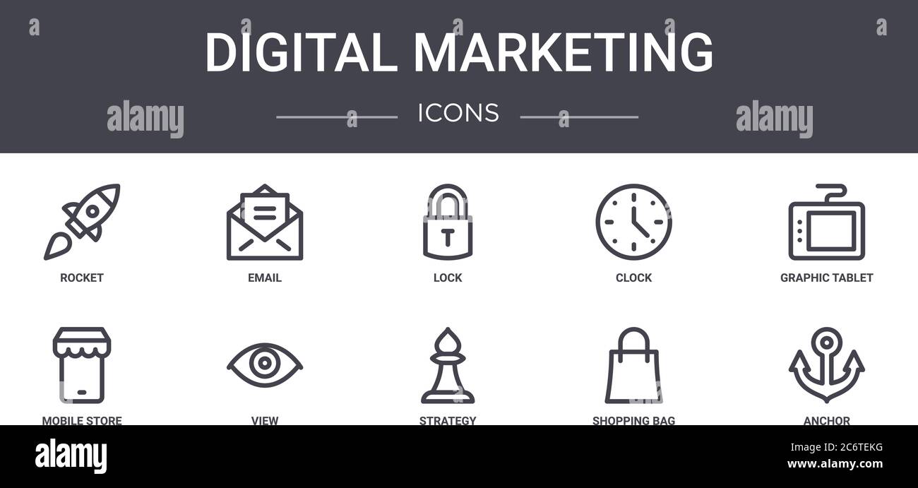 digital marketing concept line icons set. contains icons usable for web ...