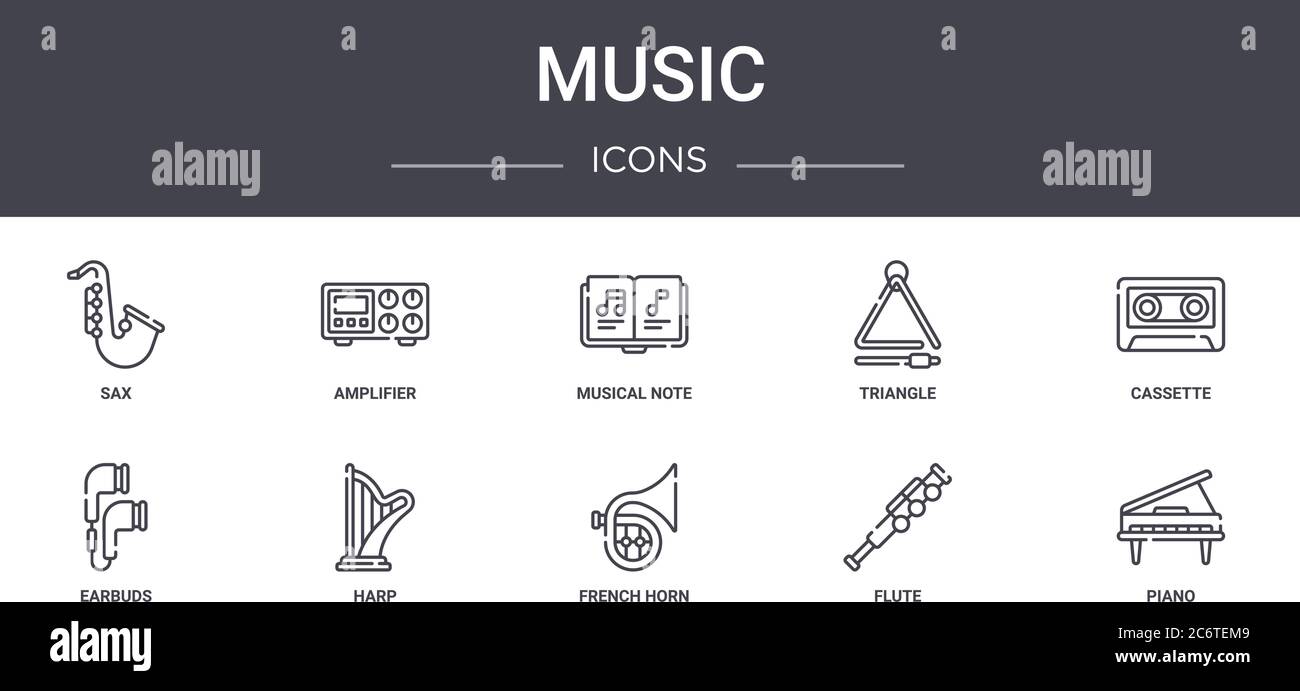 music concept line icons set. contains icons usable for web, logo, ui ...