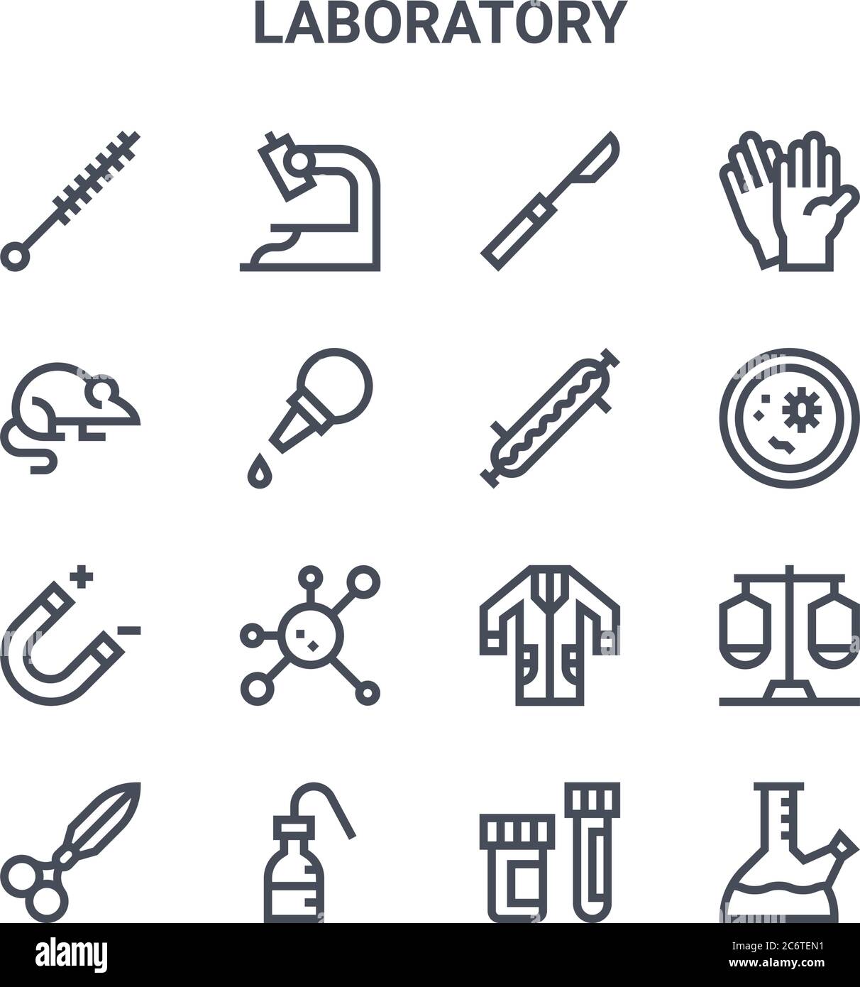 set of 16 laboratory concept vector line icons. 64x64 thin stroke icons ...