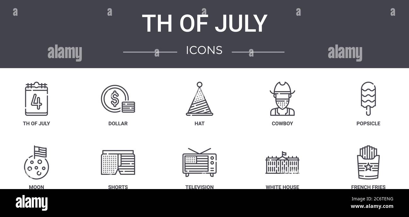 th of july concept line icons set. contains icons usable for web, logo ...