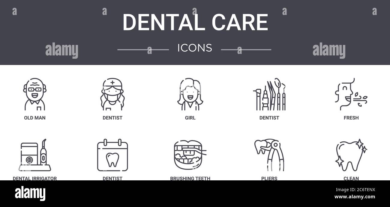 dental care concept line icons set. contains icons usable for web, logo ...