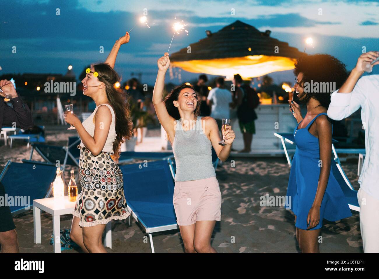 Ibiza beach club dancing hi-res stock photography and images - Alamy