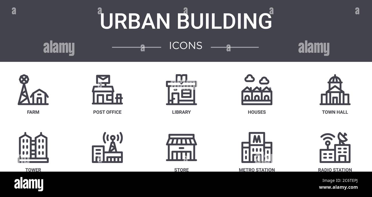 urban building concept line icons set. contains icons usable for web ...