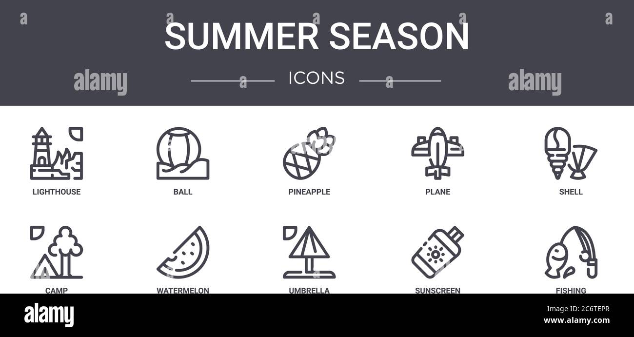 summer season concept line icons set. contains icons usable for web ...