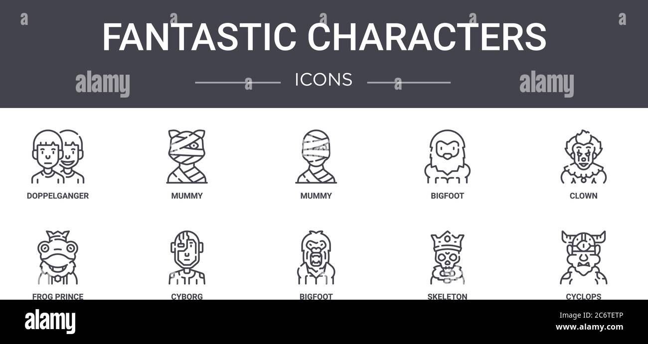 fantastic characters concept line icons set. contains icons usable for ...