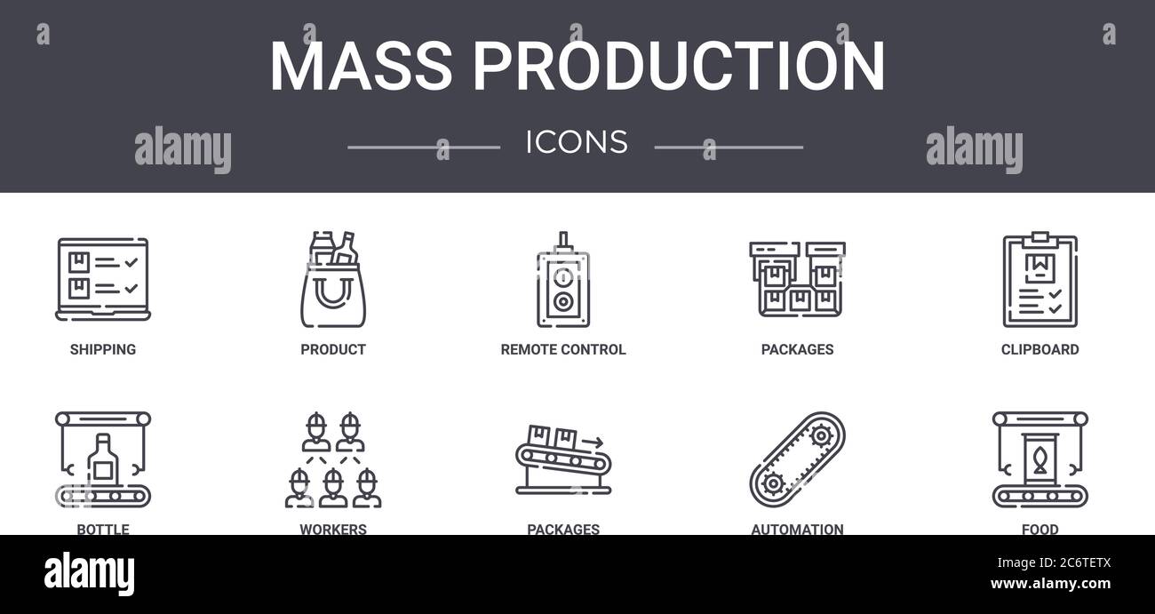 mass production concept line icons set. contains icons usable for web ...