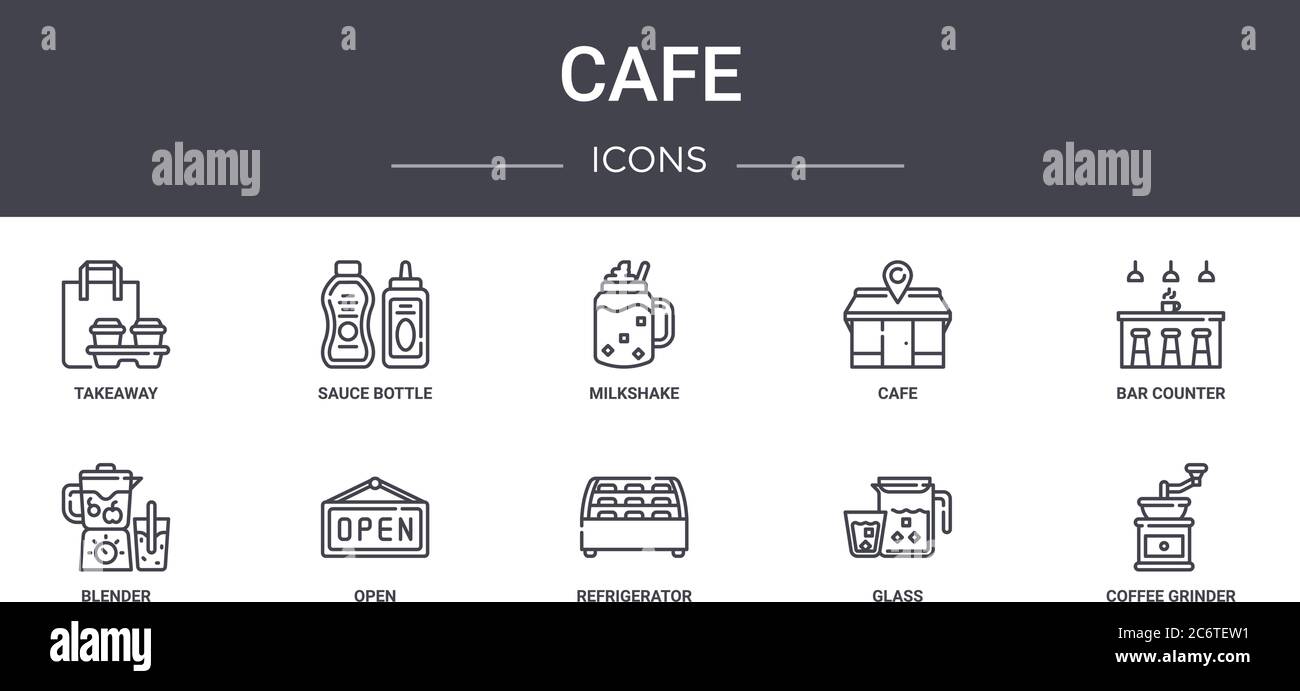 cafe concept line icons set. contains icons usable for web, logo, ui/ux ...