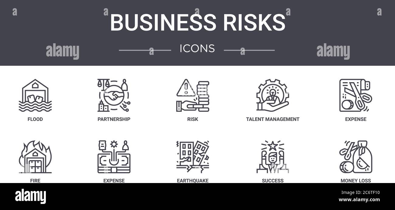 business risks concept line icons set. contains icons usable for web ...