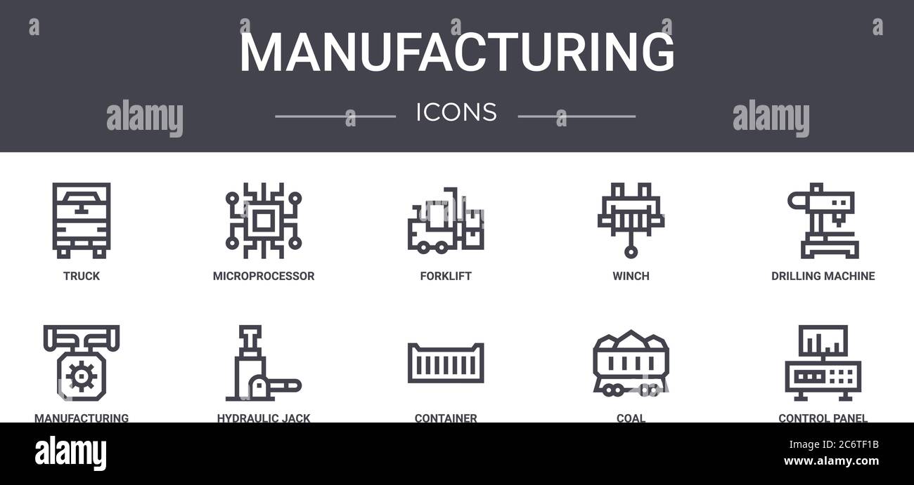 manufacturing concept line icons set. contains icons usable for web ...