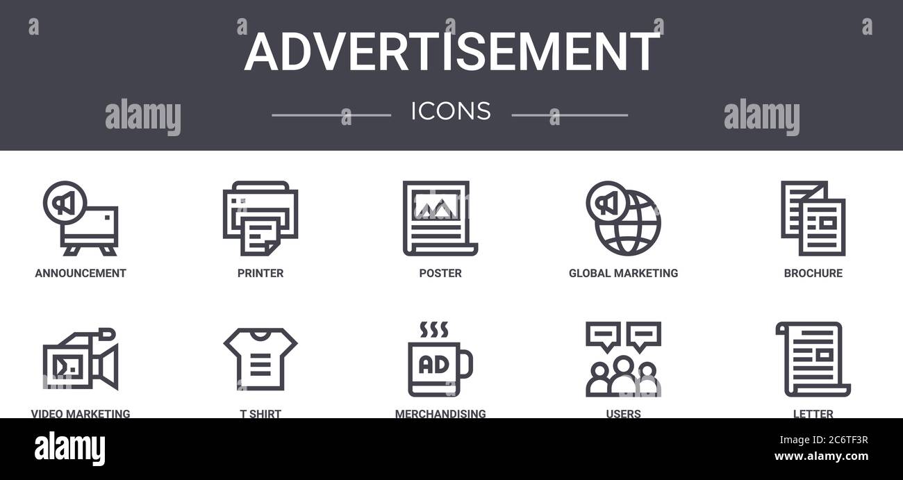 advertisement concept line icons set. contains icons usable for web ...