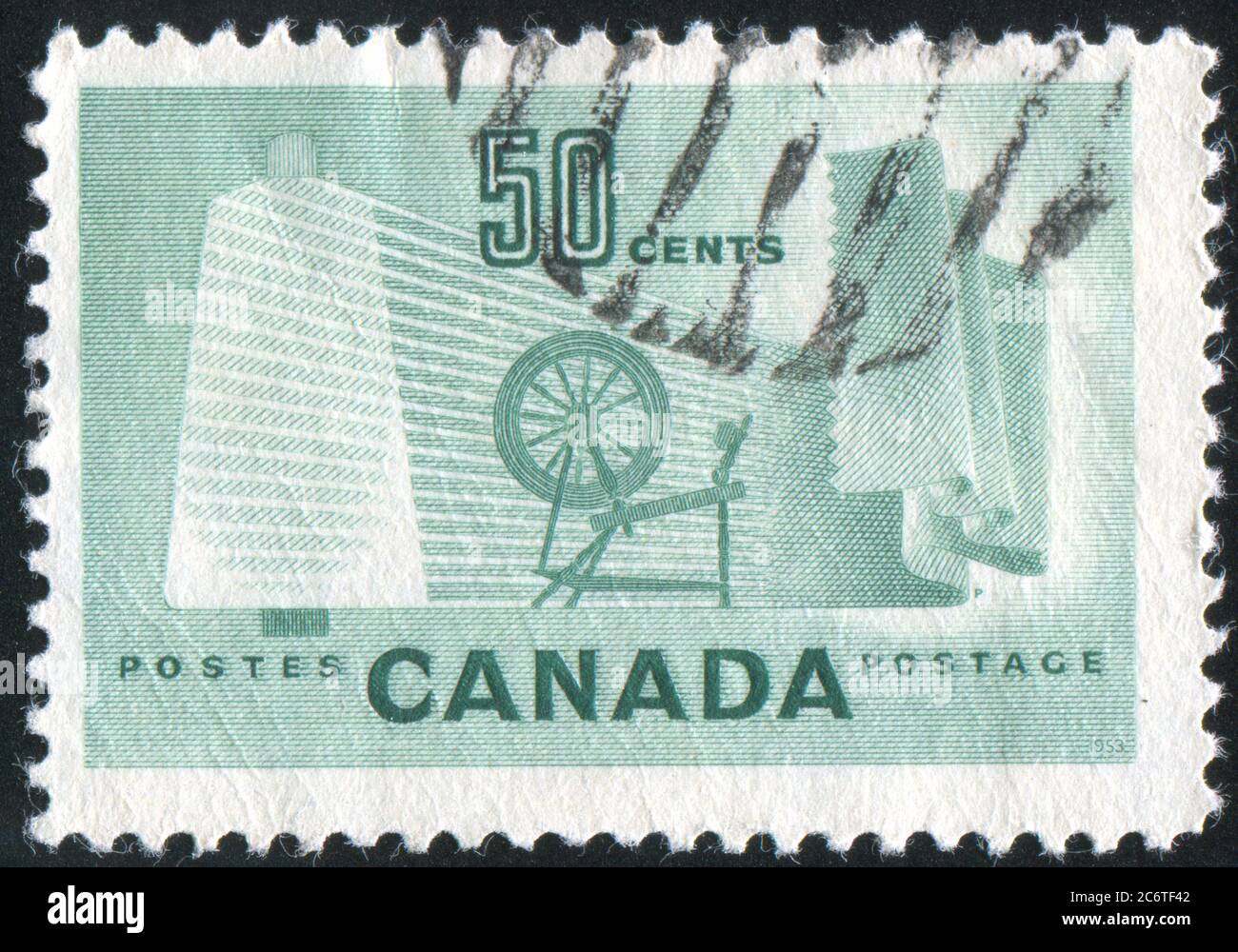 CANADA - CIRCA 1953: stamp printed by Canada, shows Bobbin, Cloth and ...