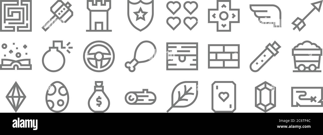 video game elements line icons. linear set. quality vector line set ...