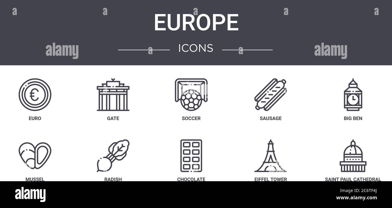 europe concept line icons set. contains icons usable for web, logo, ui ...