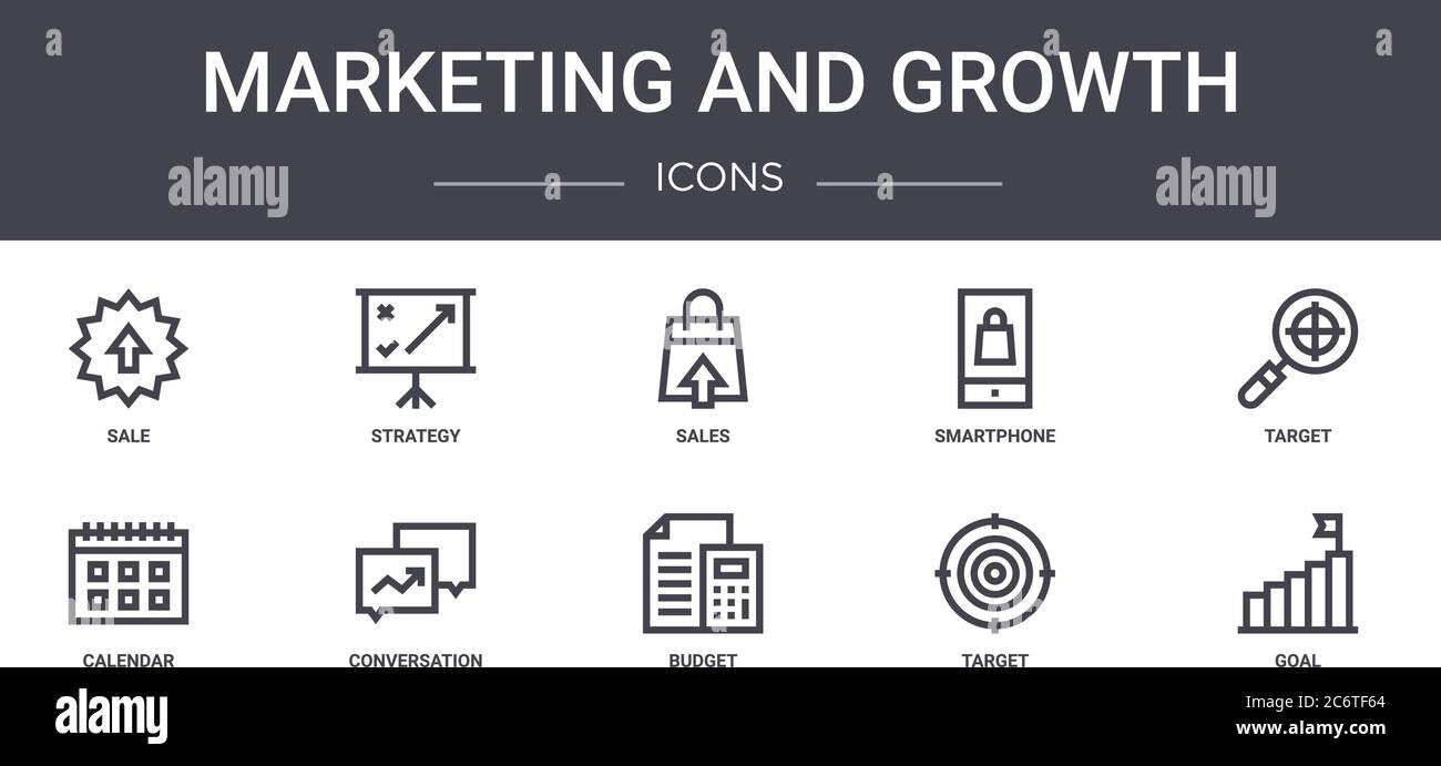 marketing and growth concept line icons set. contains icons usable for ...