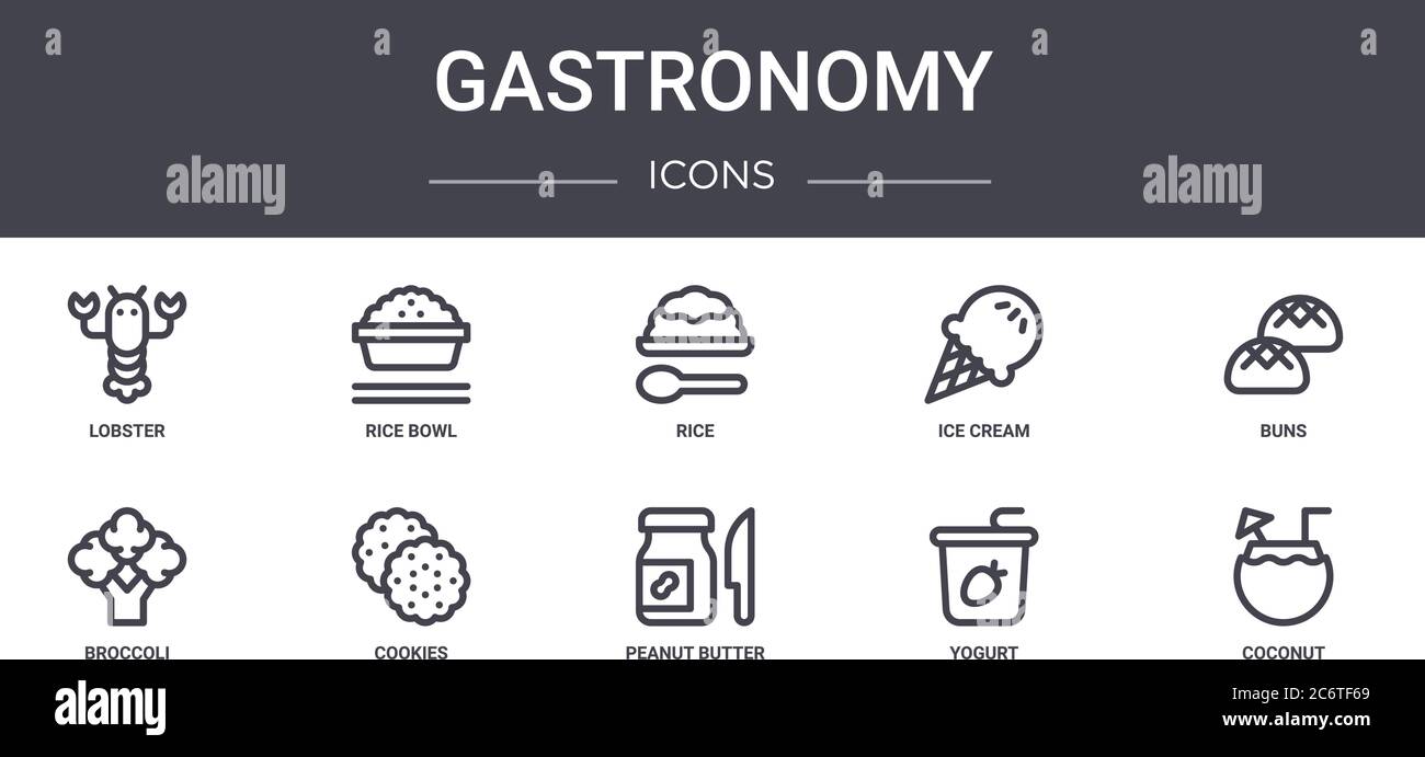 gastronomy concept line icons set. contains icons usable for web, logo ...