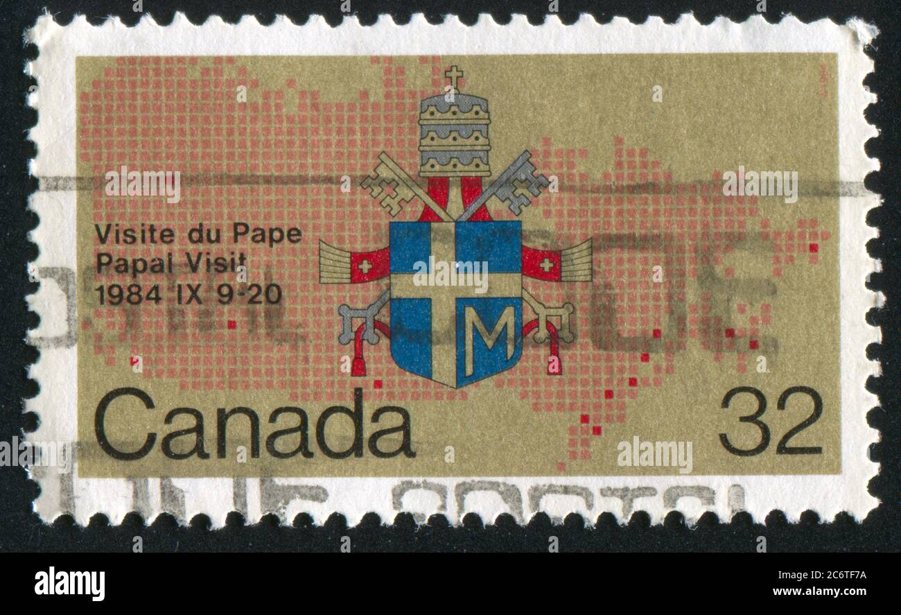 CANADA - CIRCA 1984: stamp printed by Canada, shows Papal Visit, circa ...
