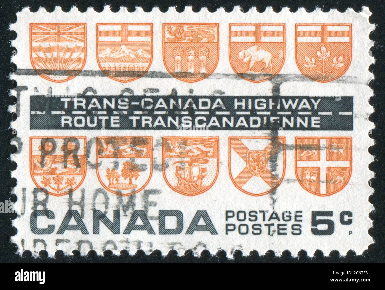 CANADA - CIRCA 1962: stamp printed by Canada, shows Arms of the ...