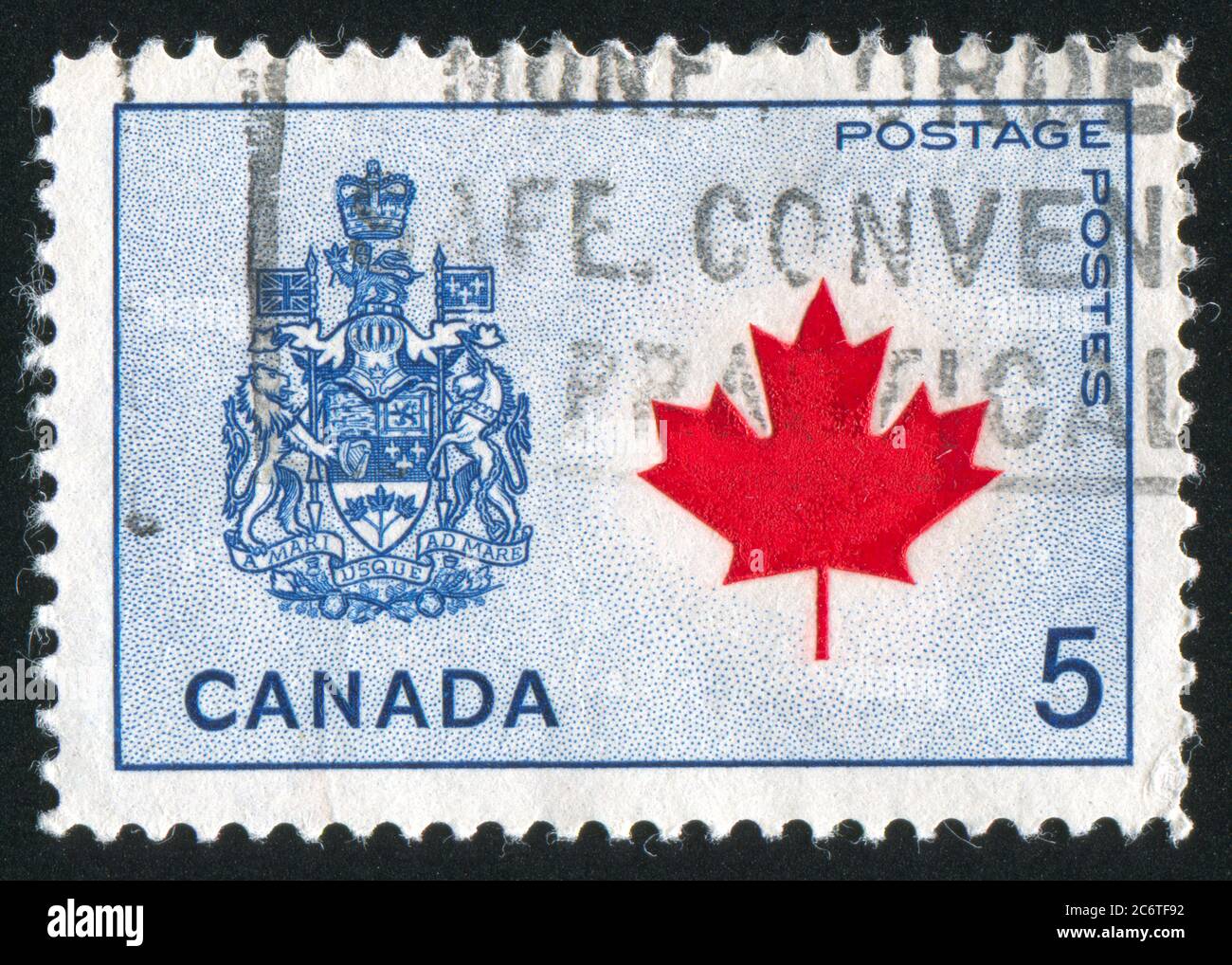 CANADA - CIRCA 1965: stamp printed by Canada, shows Maple leaf and arms ...