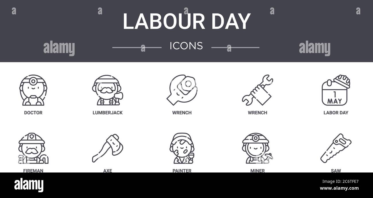 labour day concept line icons set. contains icons usable for web, logo ...