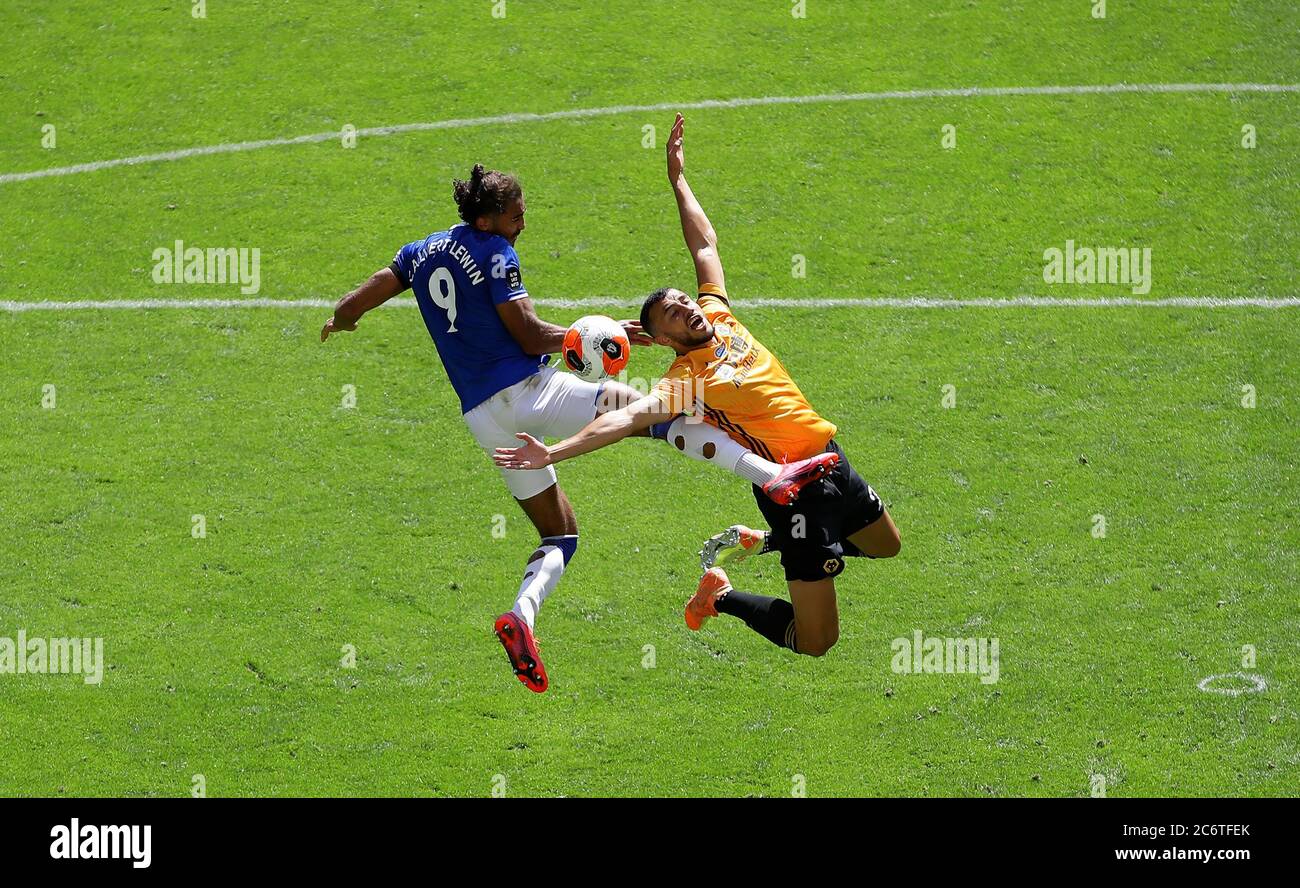Everton's Dominic Calvert-Lewin (left) and Wolverhampton Wanderers ...