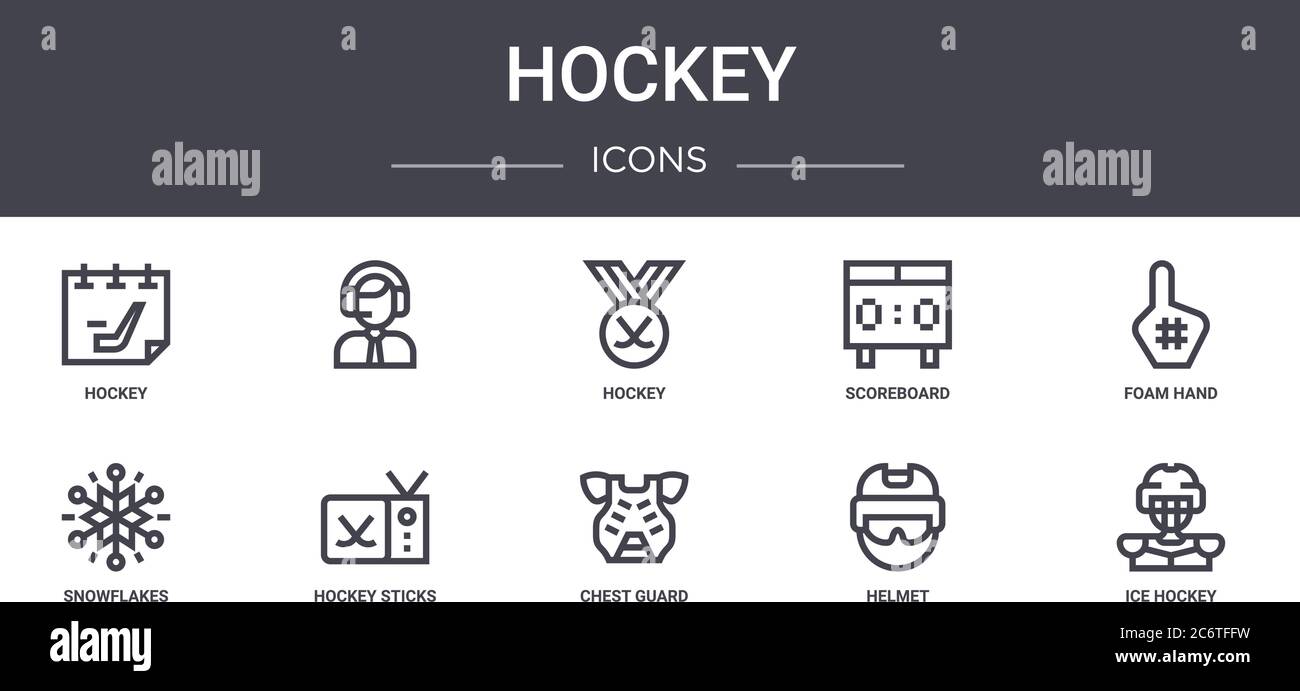 hockey concept line icons set. contains icons usable for web, logo, ui ...