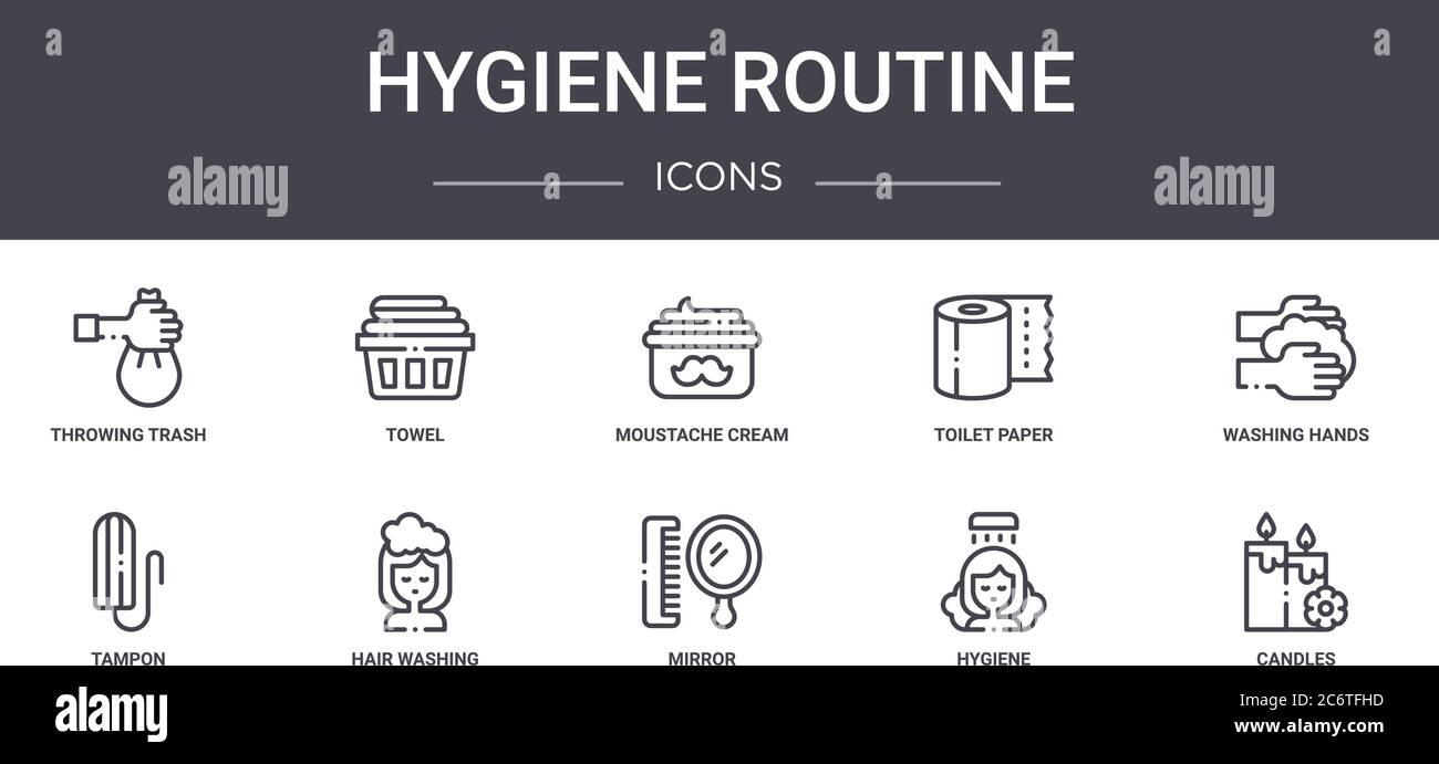 hygiene routine concept line icons set. contains icons usable for web ...