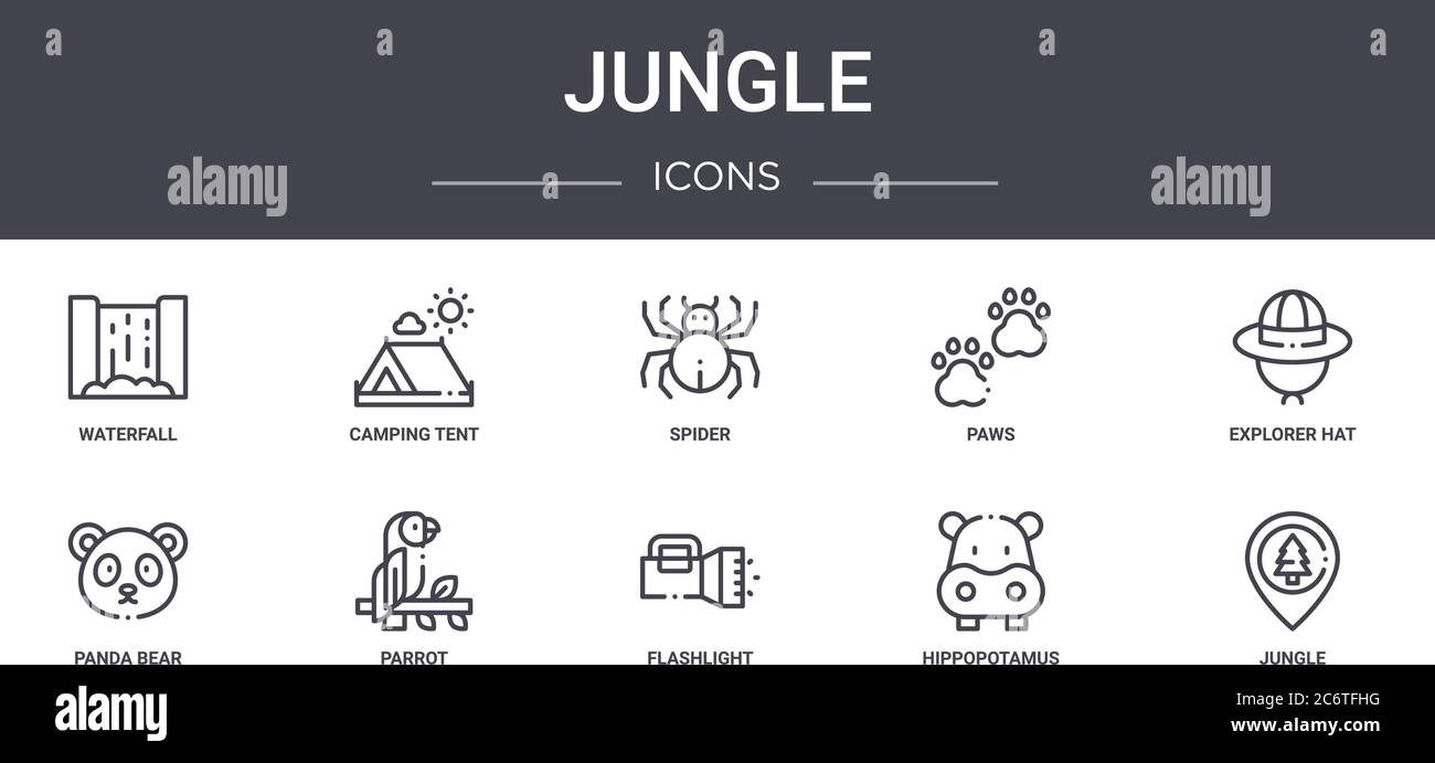 jungle concept line icons set. contains icons usable for web, logo, ui ...