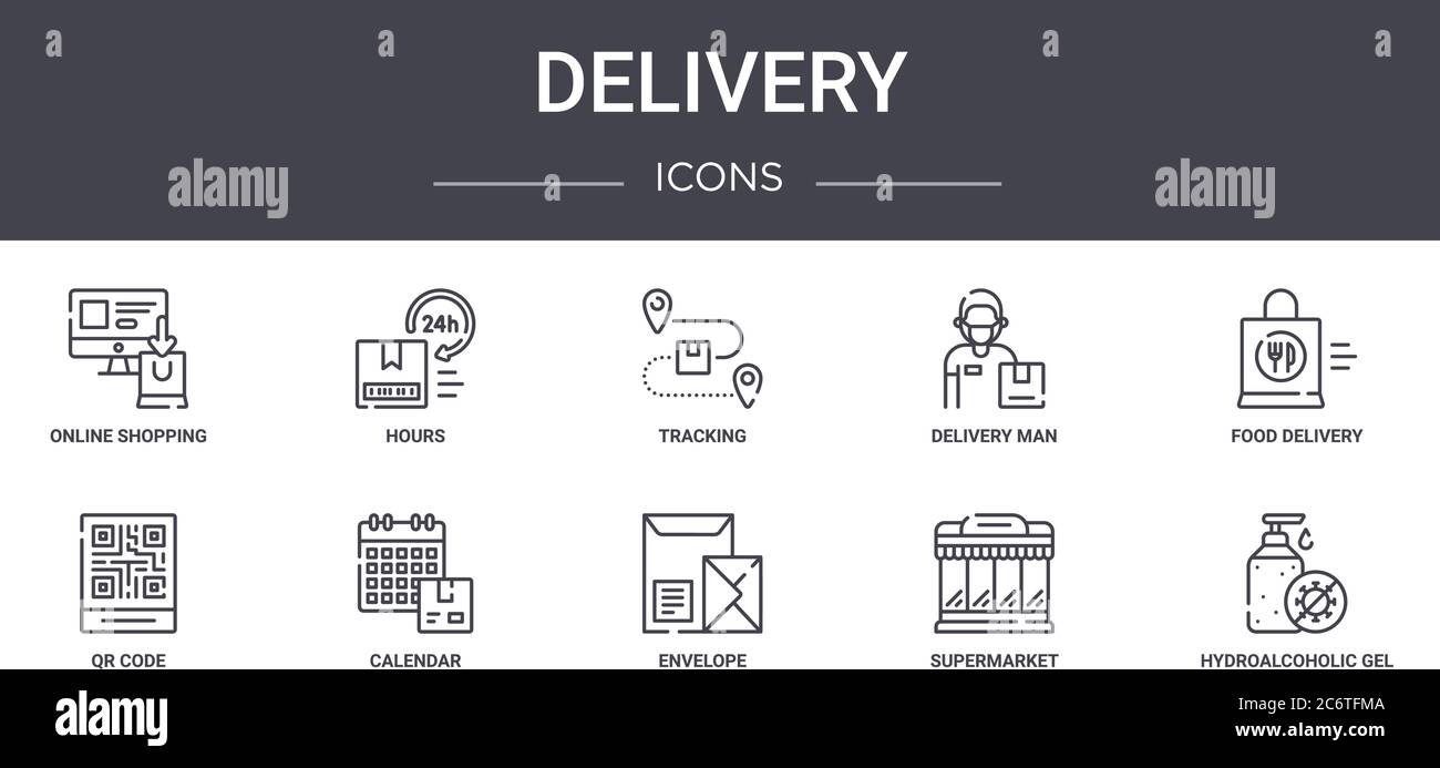 delivery concept line icons set. contains icons usable for web, logo ...