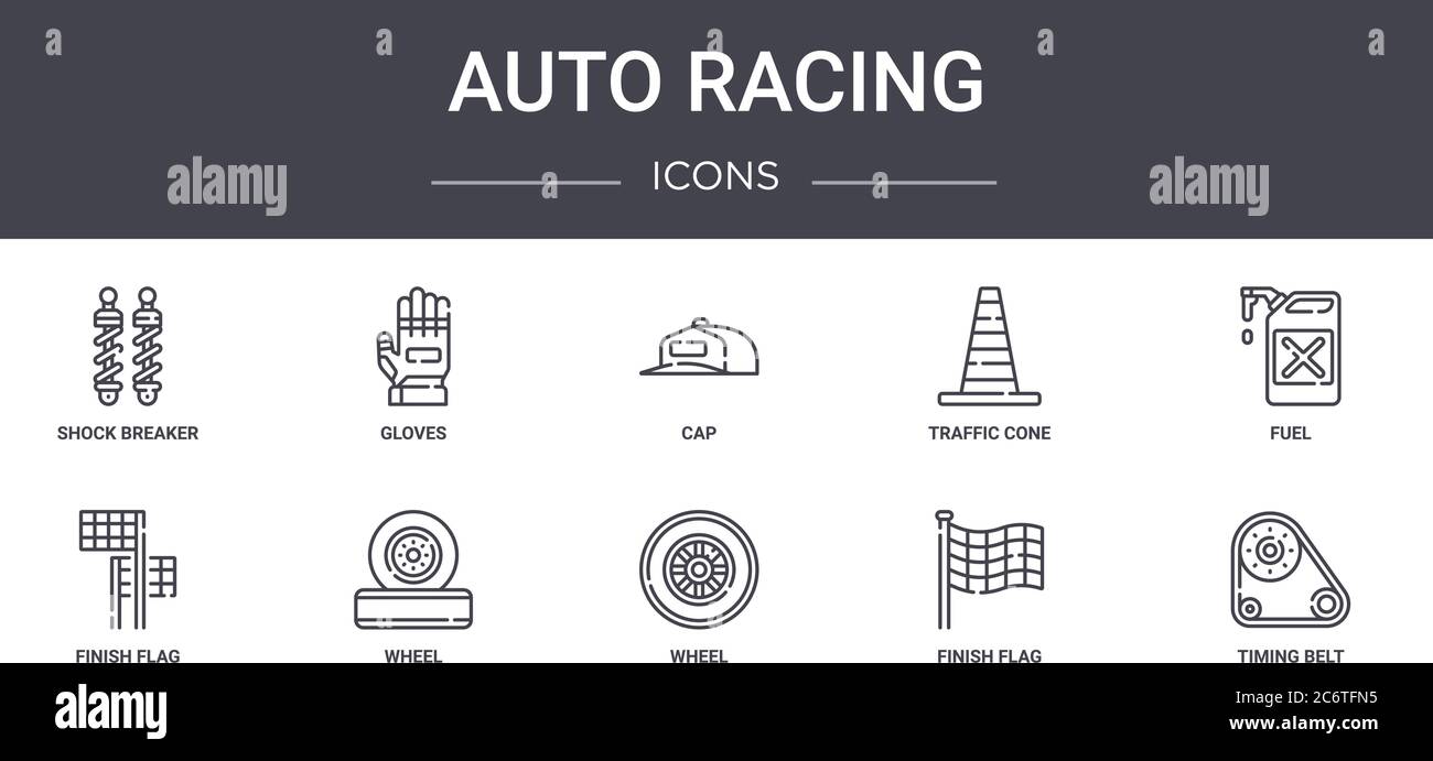 auto racing concept line icons set. contains icons usable for web, logo ...