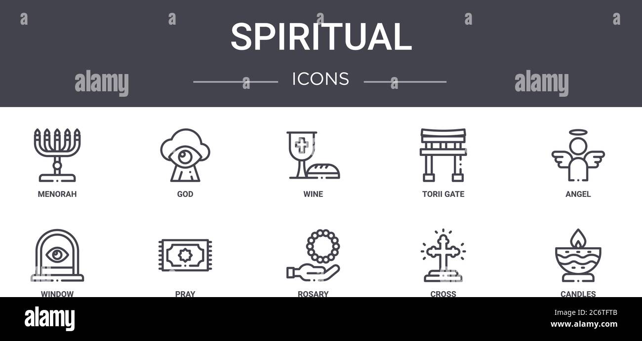 spiritual concept line icons set. contains icons usable for web, logo ...