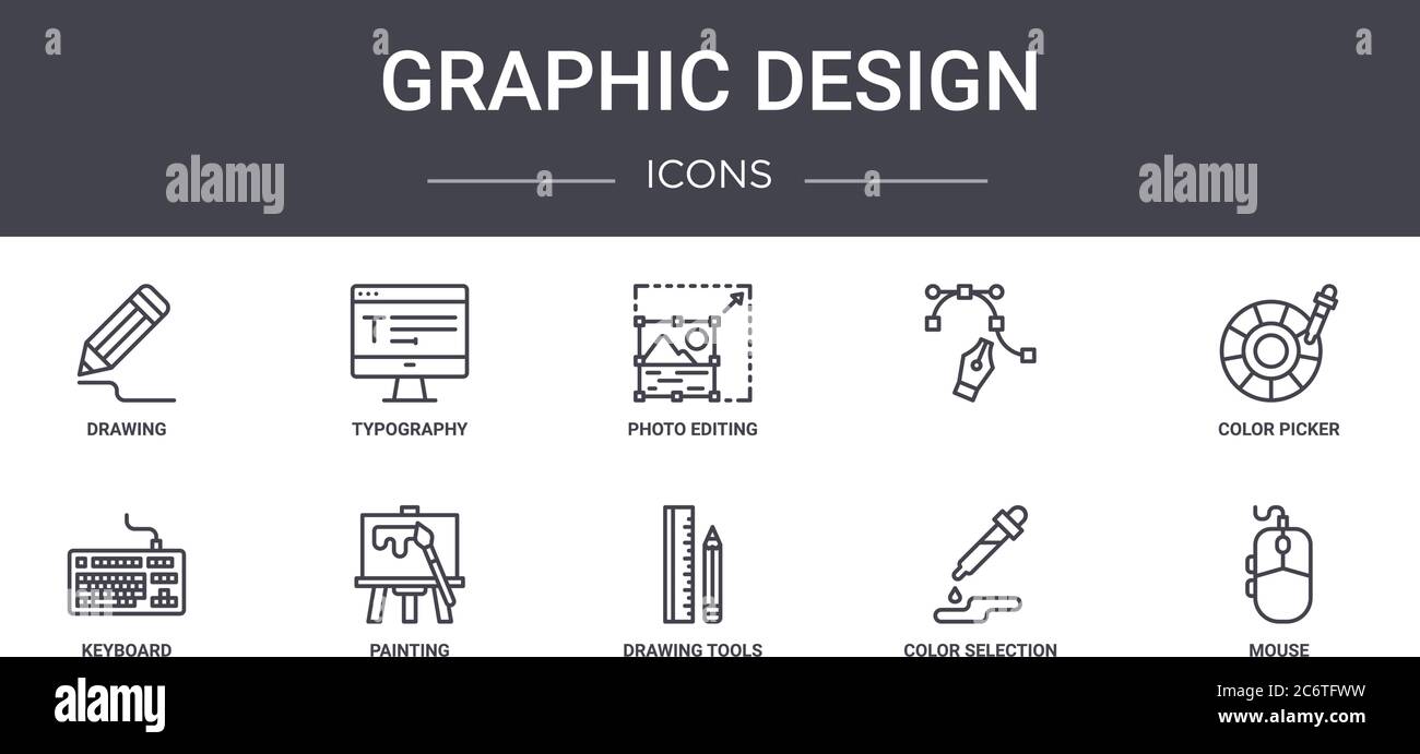 Graphic Design Concept Line Icons Set Contains Icons Usable For Web Logo Uiux Such As
