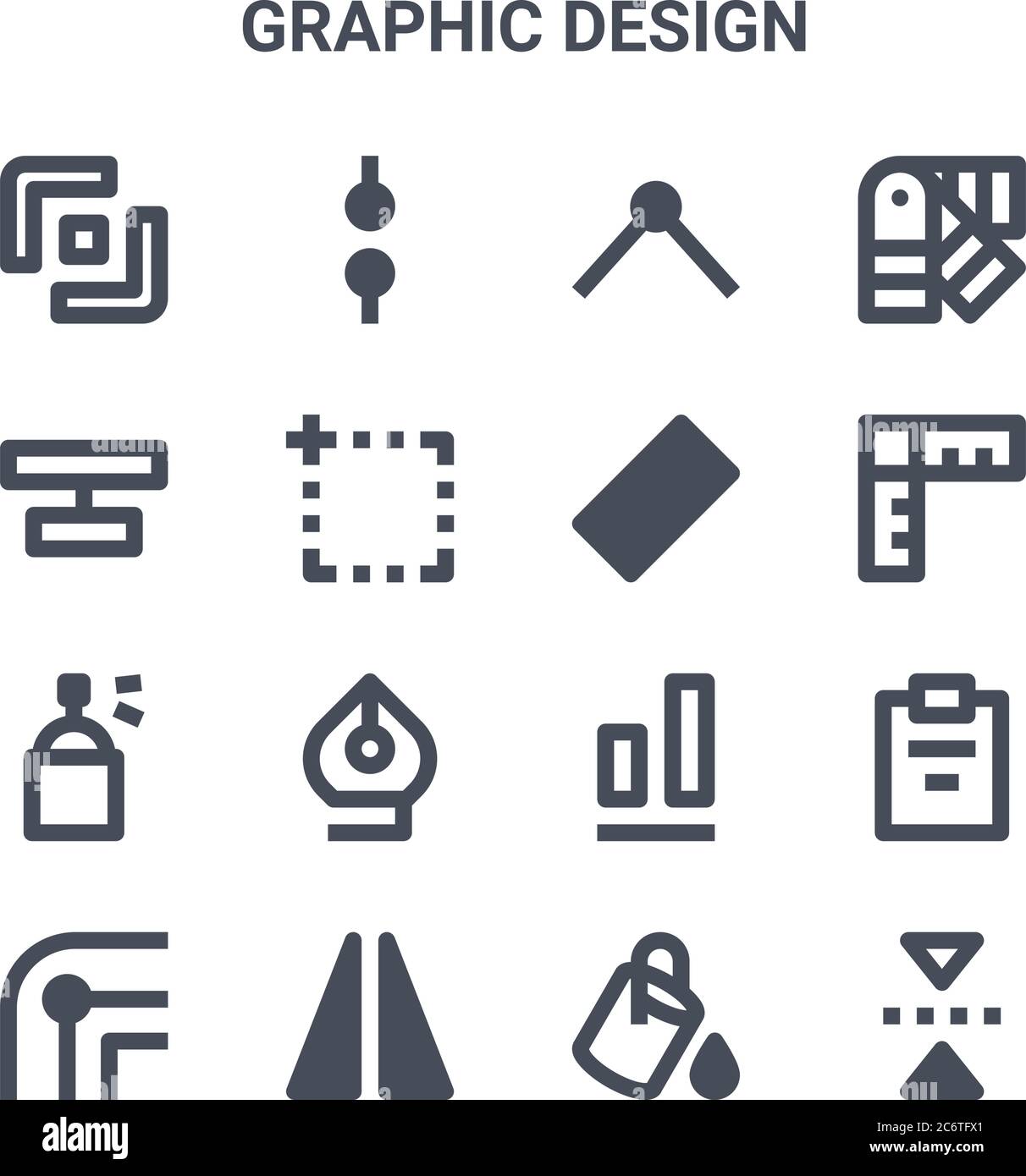 set of 16 graphic design concept vector line icons. 64x64 thin stroke ...