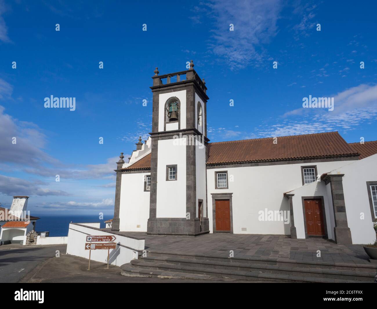 Front facade of typical azorean church of Igreja da Nossa Senhora da ...