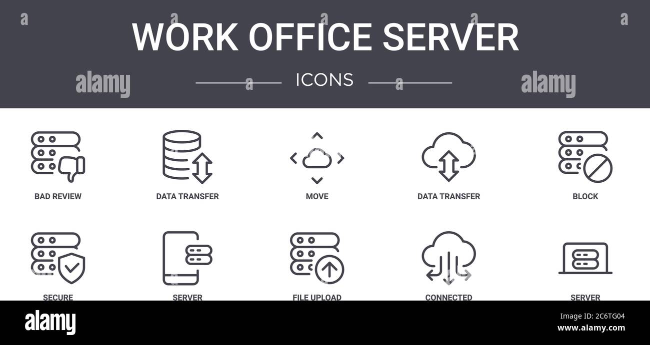 work office server concept line icons set. contains icons usable for ...