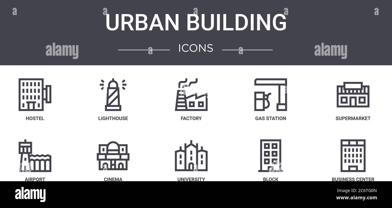 urban building concept line icons set. contains icons usable for web ...