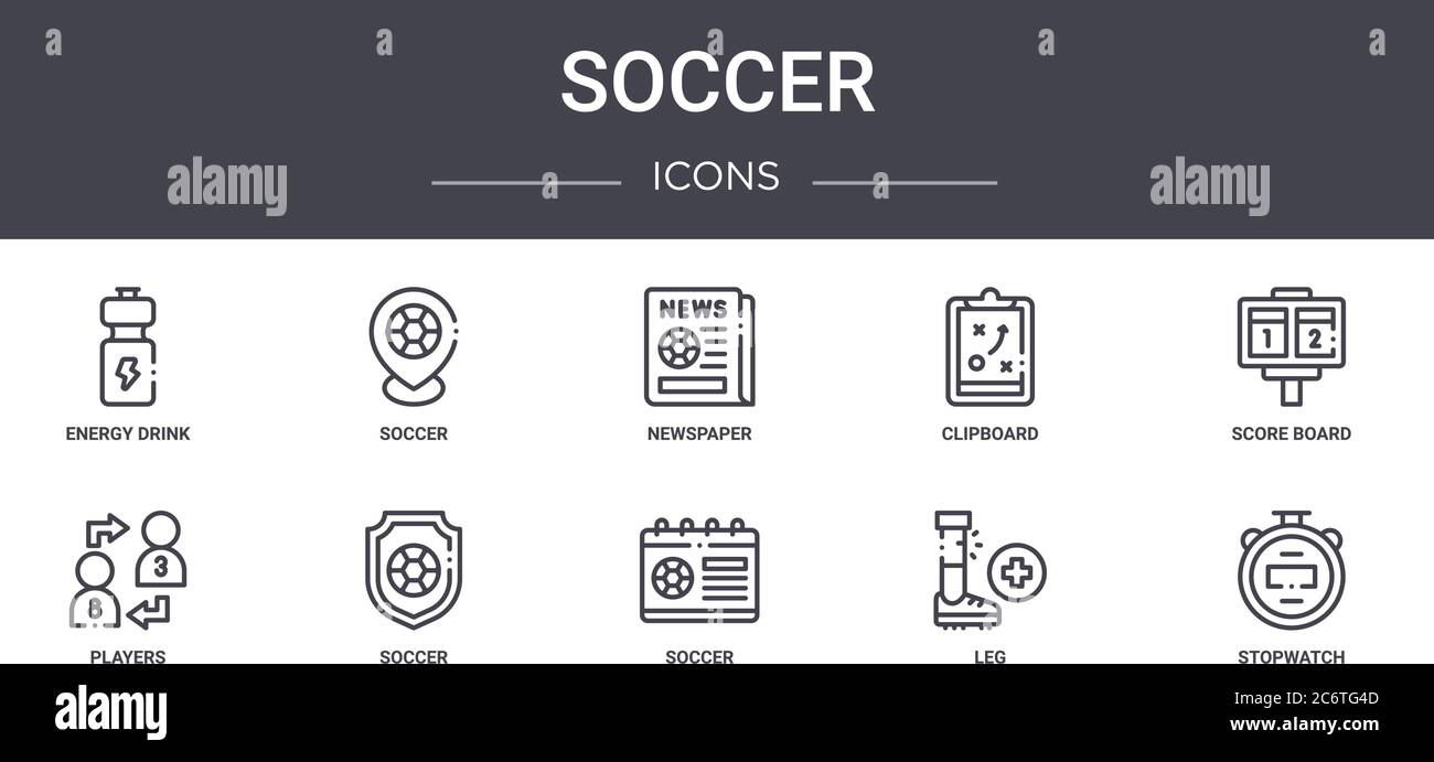 soccer concept line icons set. contains icons usable for web, logo, ui ...