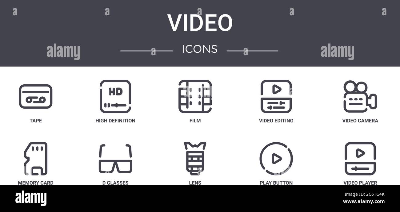 video concept line icons set. contains icons usable for web, logo, ui ...
