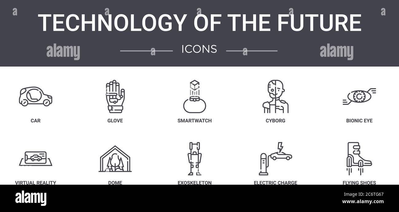 technology of the future concept line icons set. contains icons usable ...