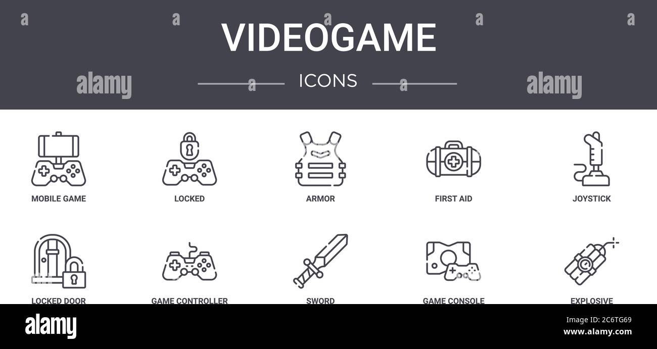 videogame concept line icons set. contains icons usable for web, logo ...