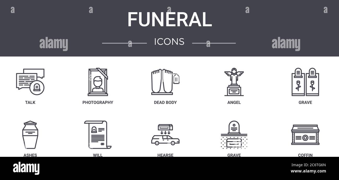 funeral concept line icons set. contains icons usable for web, logo, ui ...
