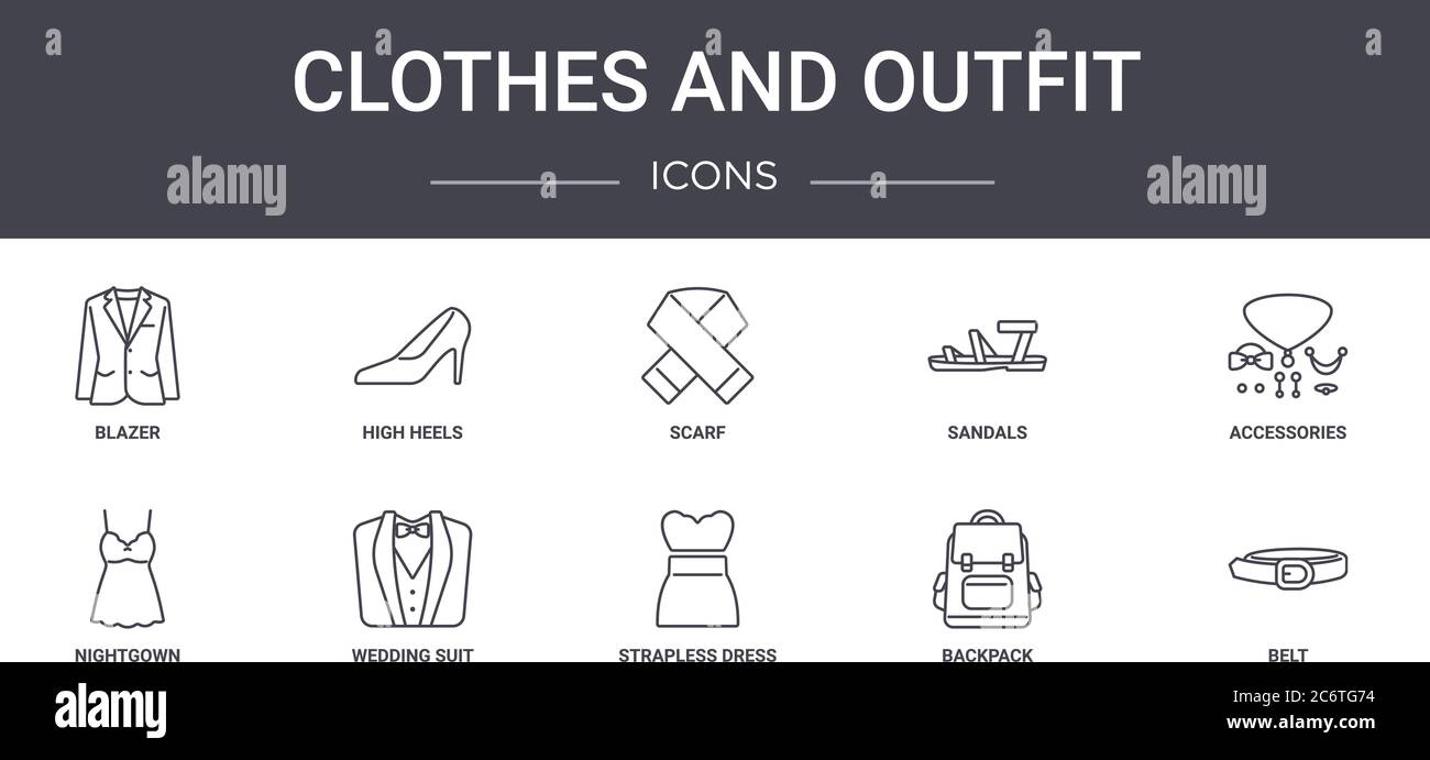 clothes and outfit concept line icons set. contains icons usable for ...